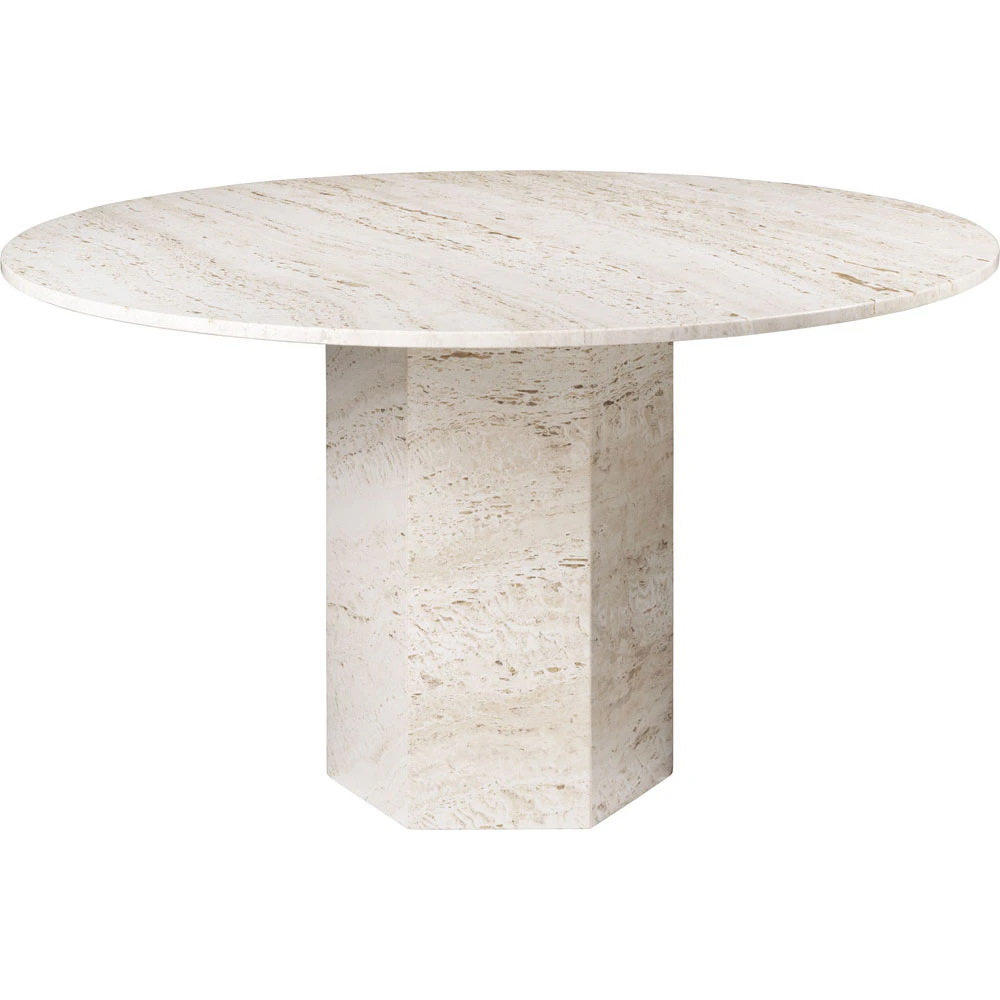 Epic Dining Table Rund Ø130 cm, White Travertine | Rum21.fi